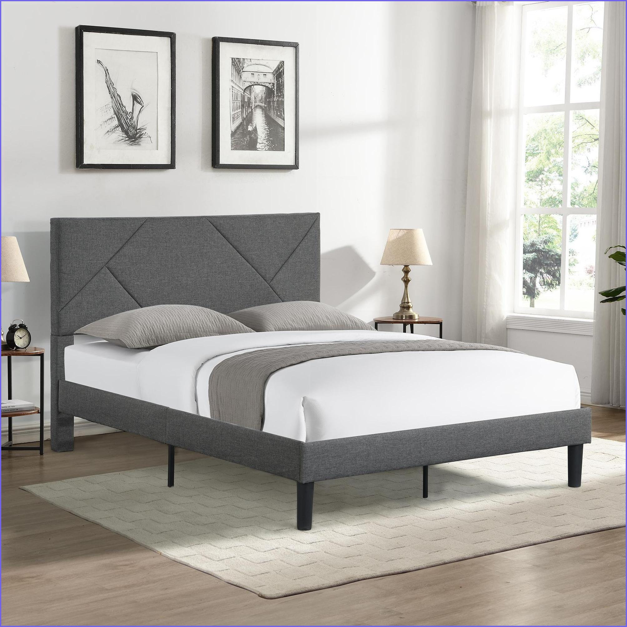 Latitude Run® Hockensmith Size Gray Upholstered Platform Bed Frame with ...