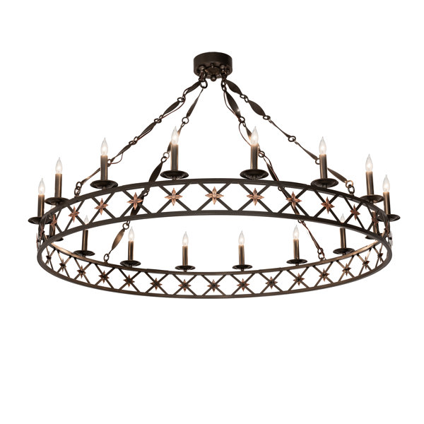 Meyda Lighting Kingsbridge 16 - Light Dimmable Wagon Wheel Chandelier ...