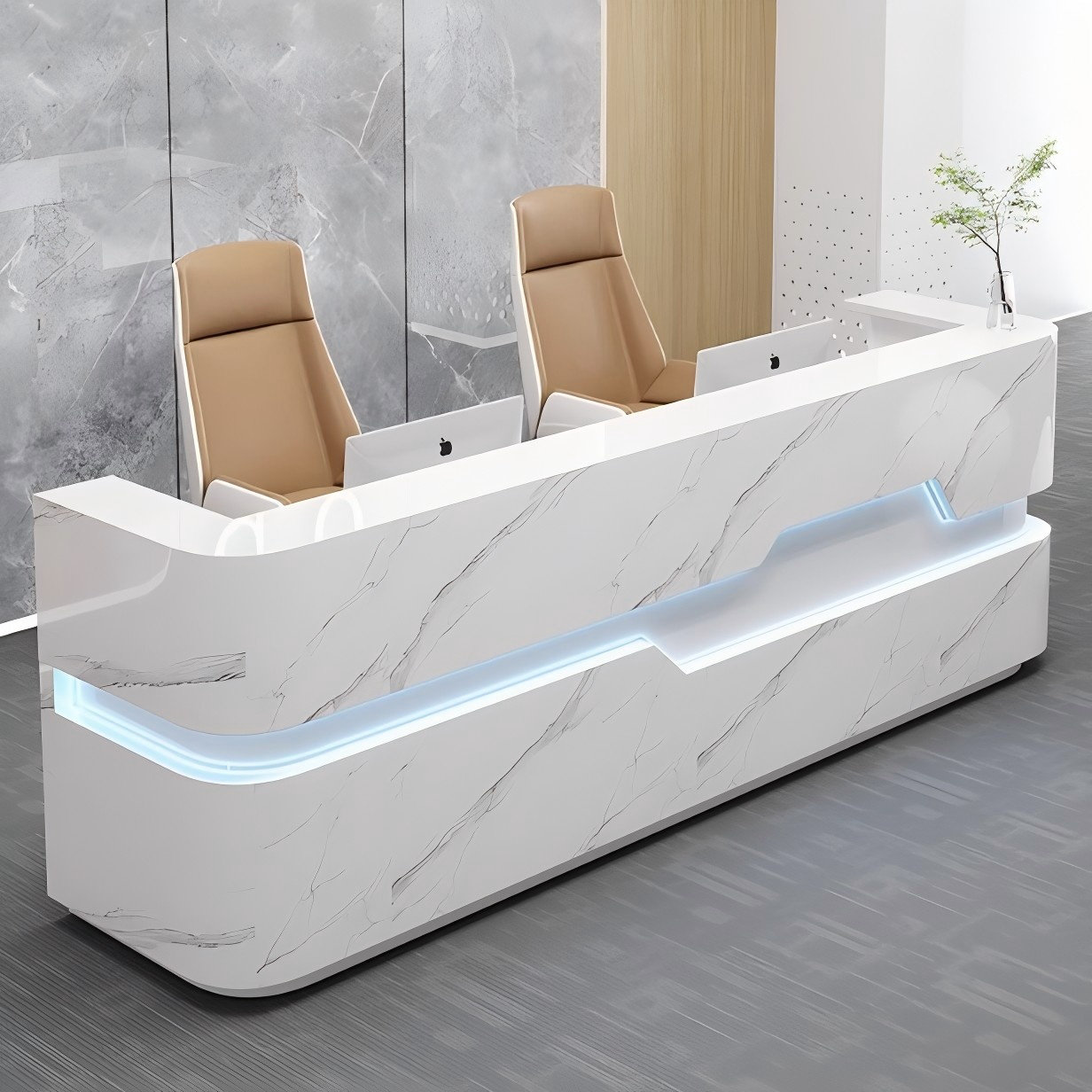 Orren Ellis 118.11"White Dual-Station Commercial Reception Desk ...