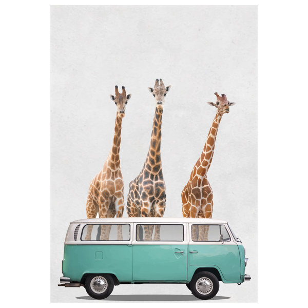 Happy Larry Framed Giraffes In Camper Van Picture Frame Art Prints ...