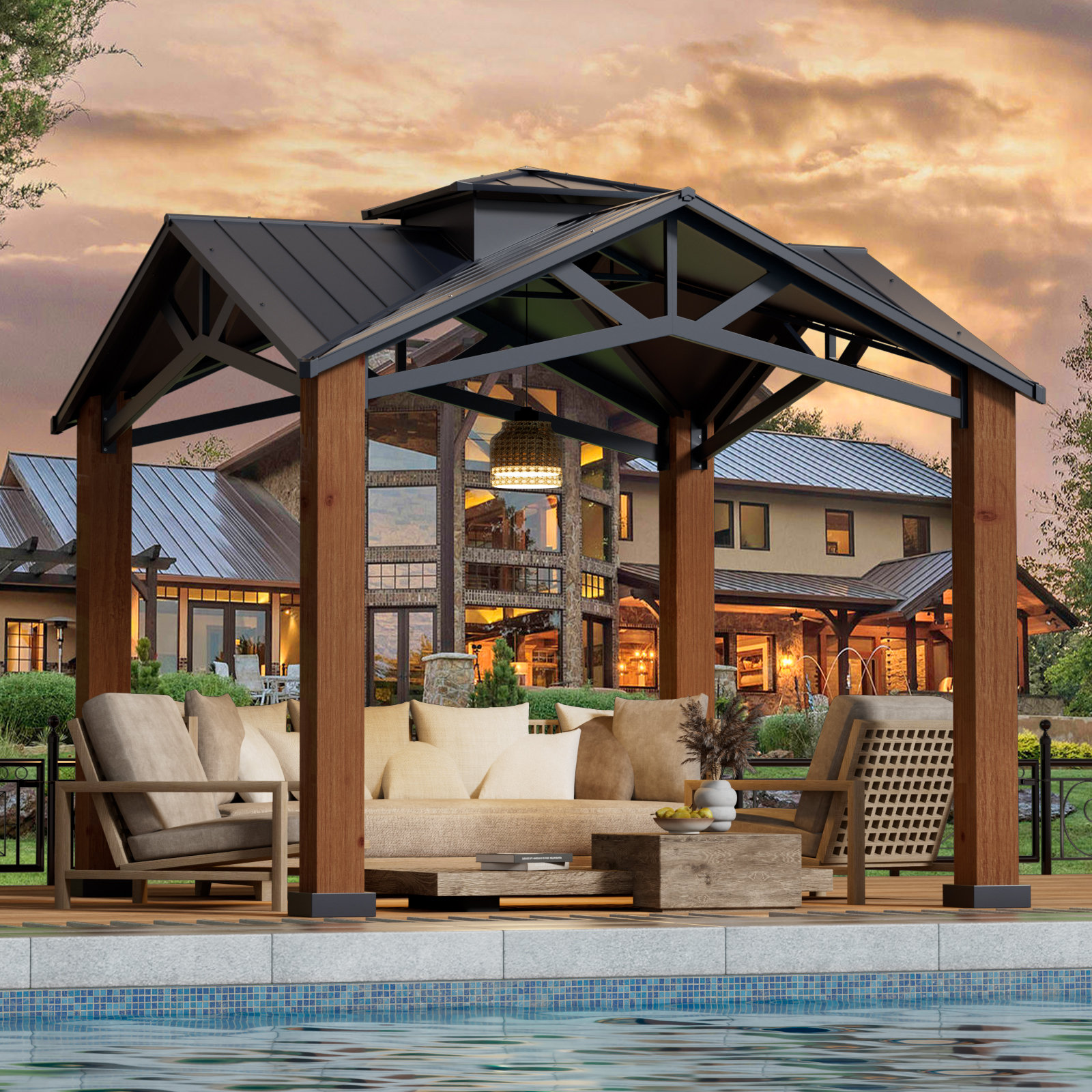 EROMMY Abri de jardin pour patio en métal l 12 pi x P 12 pi et avis ...