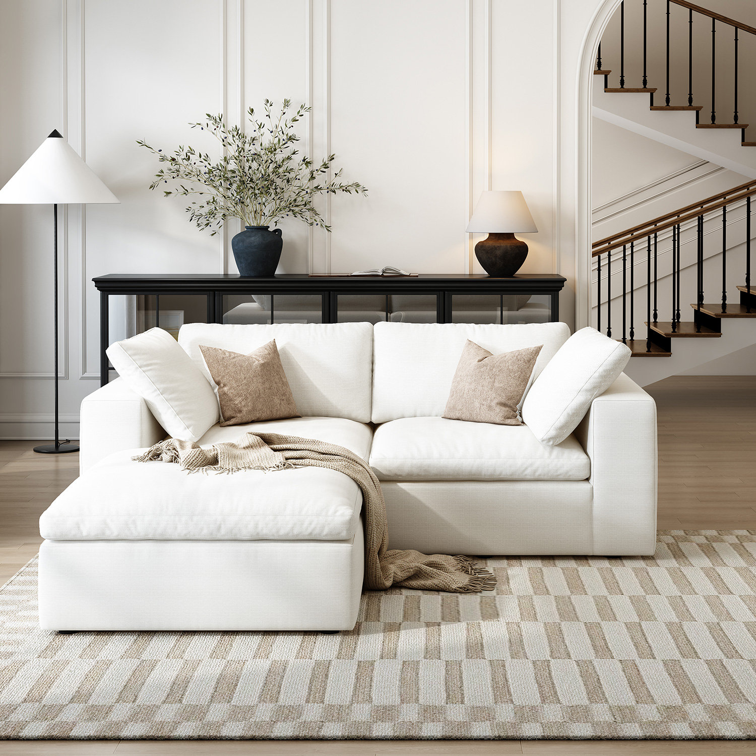 Latitude Run® Small Modular Sectional Fabric Sofa Set,80"Down Filled ...