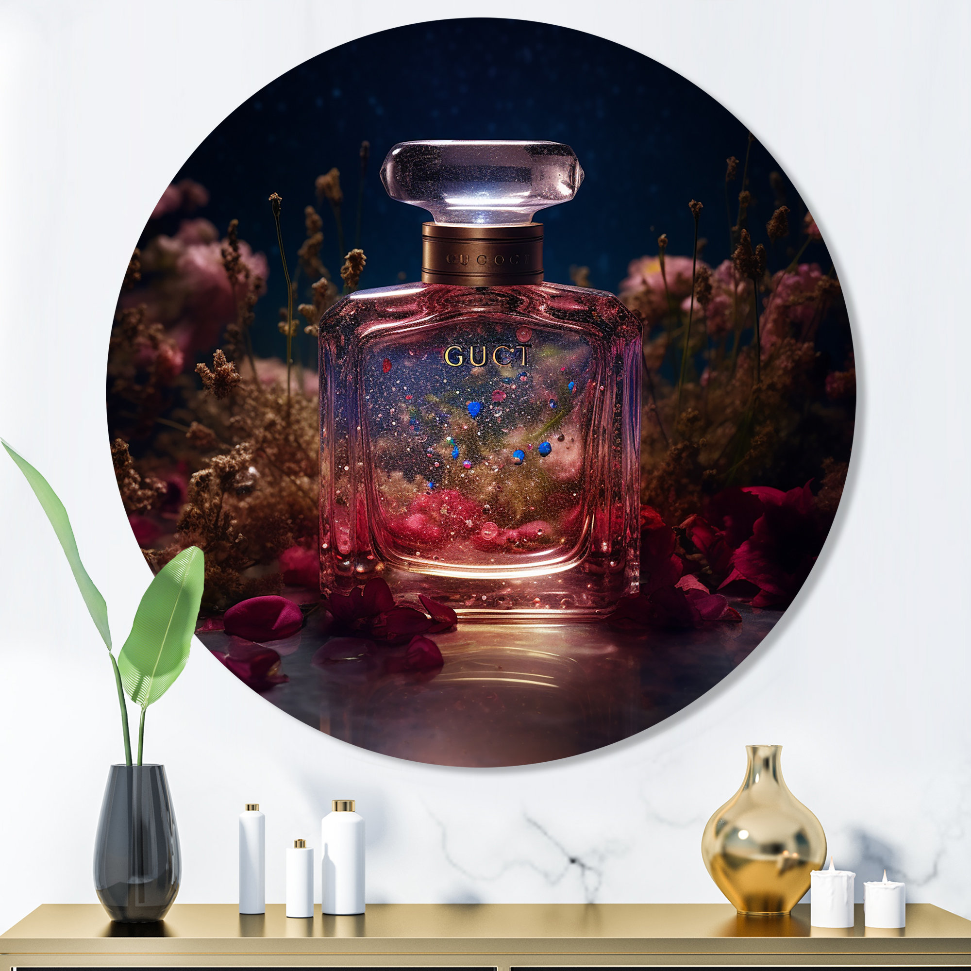 Design Art Pink Captivating Perfume Glasswork - Fashion Perfume Round ...