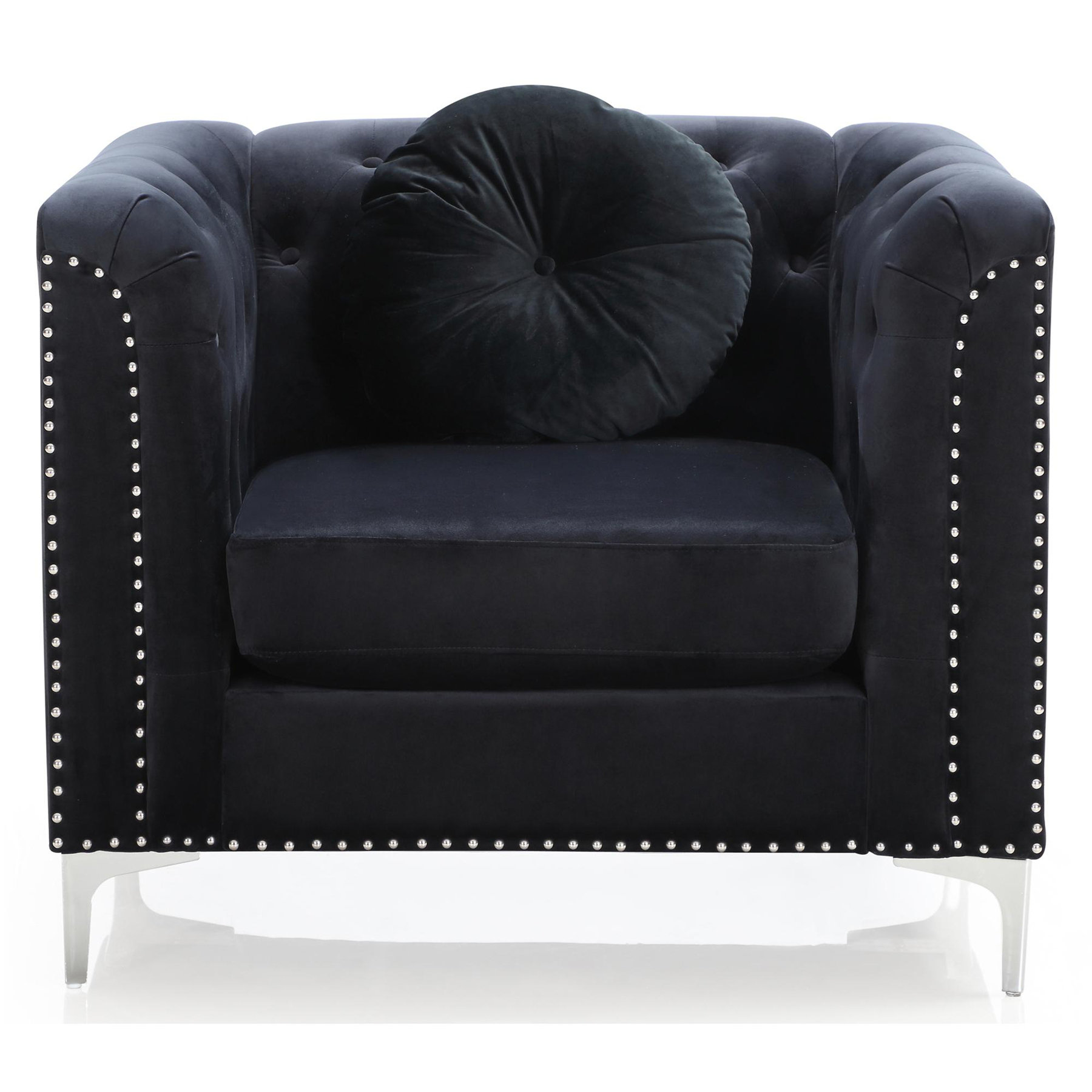 Everly Quinn Koreem 38.09'' Wide Tufted Velvet Chesterfield Chair ...