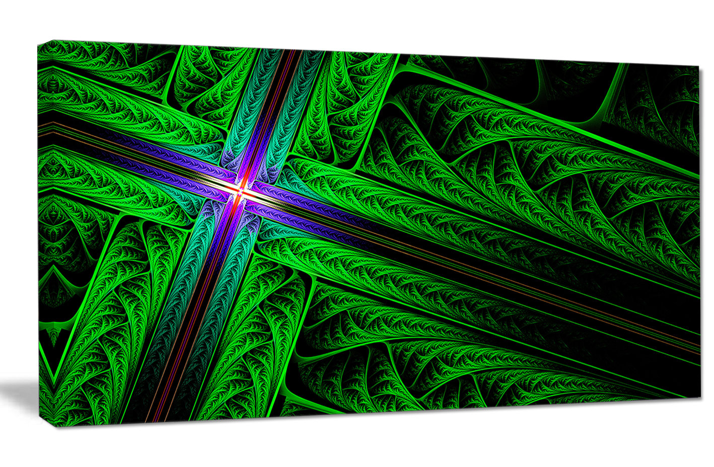 Design Art 'Green Fractal Cross Design' Graphic Art on Canvas | Wayfair