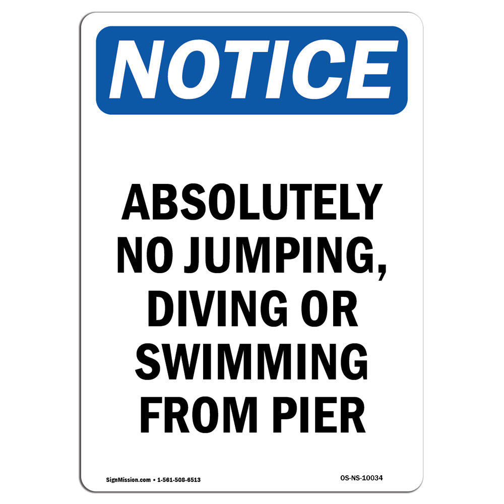 SignMission Osha Notice - Absolutely No Jumping Diving Sign | Wayfair
