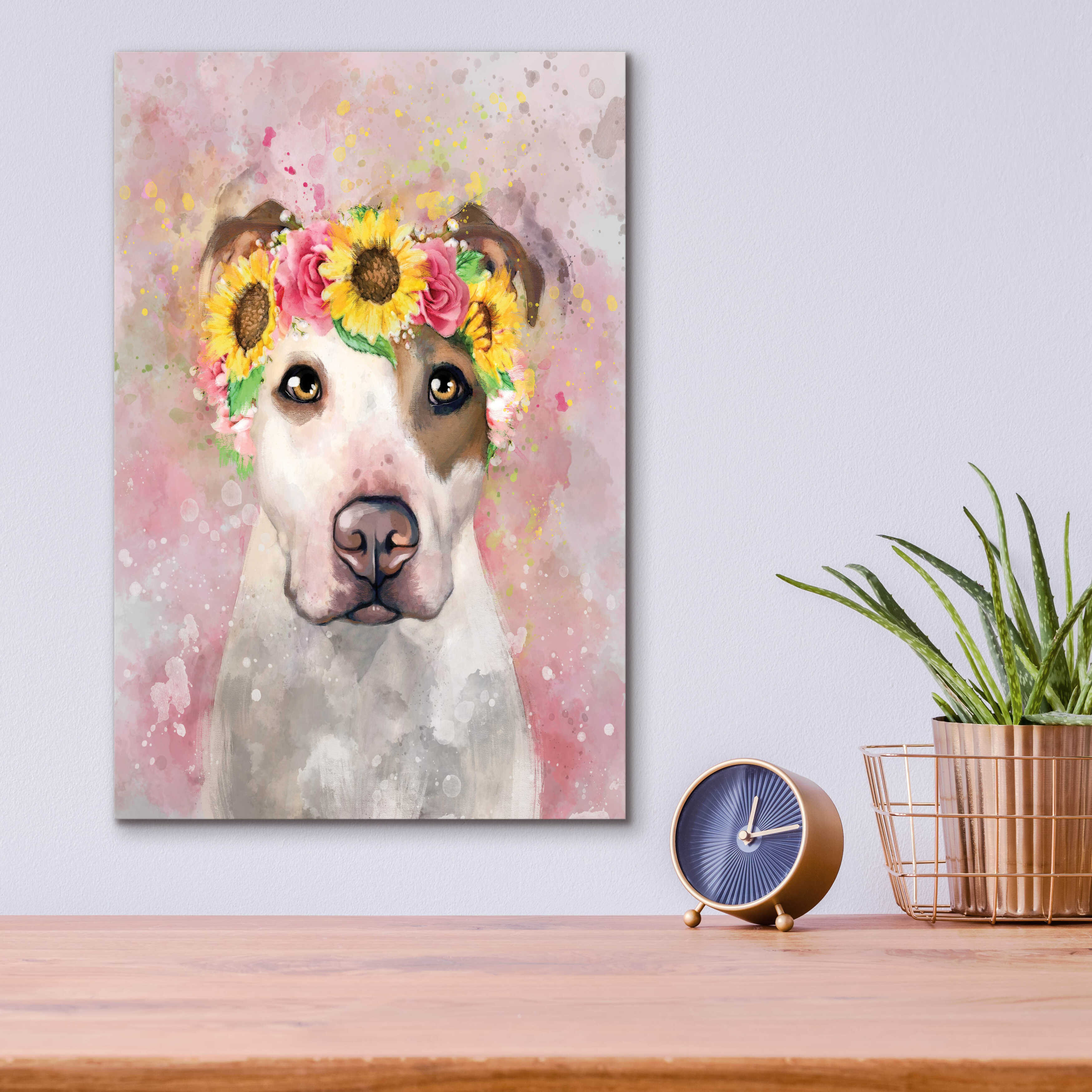 Red Barrel Studio® Flower Crown Pit Bull 7 - Unframed Print | Wayfair