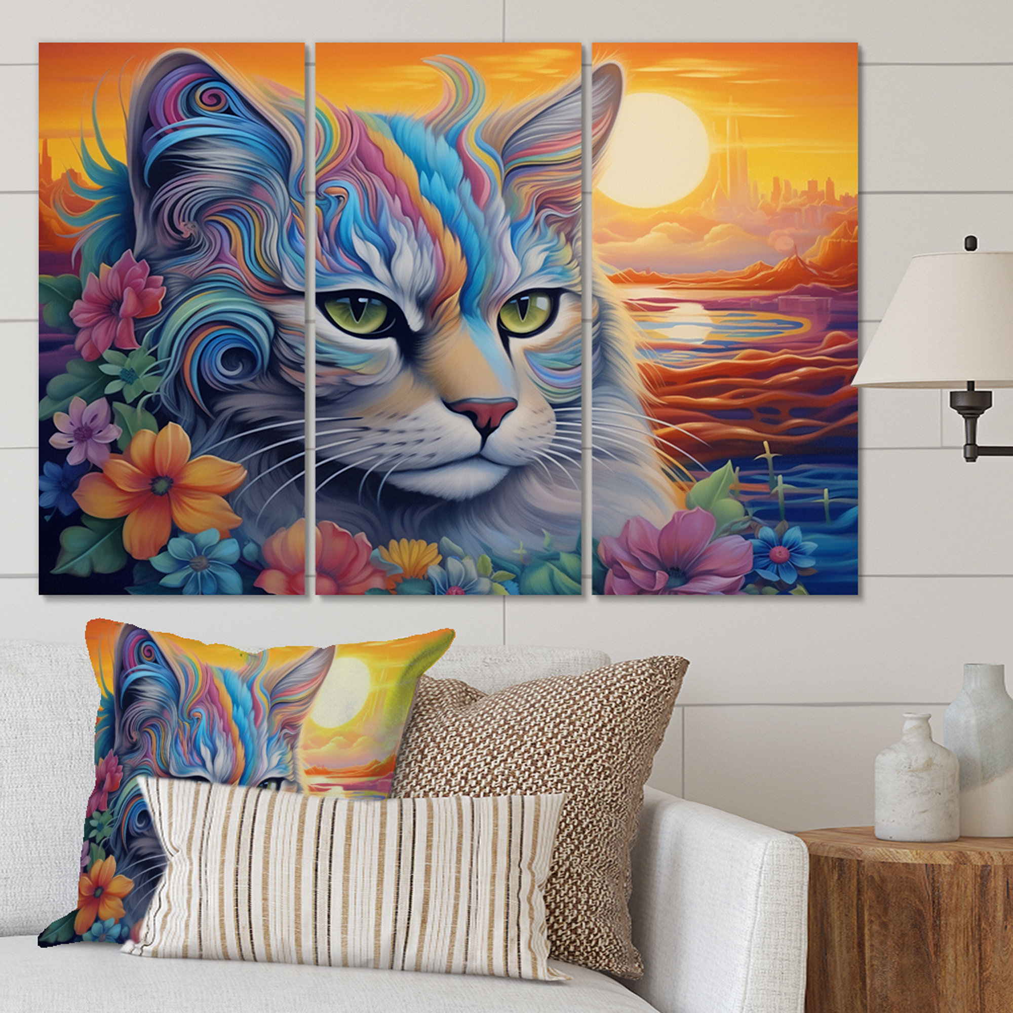 Design Art Portrait Of A Beautiful Gracious Cat I - Animals Cat Canvas ...