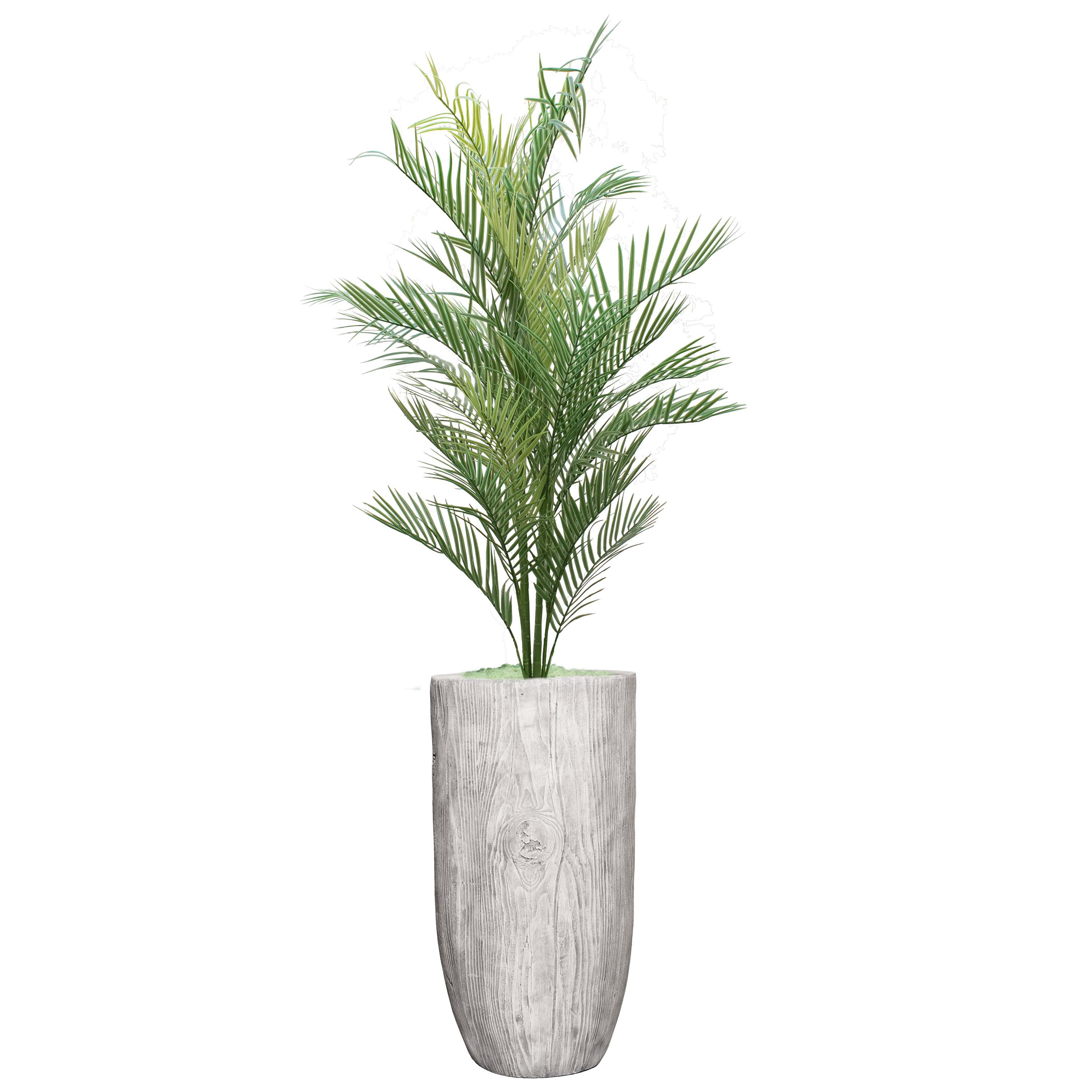 Primrue Artificial glow in the dark palm tree in Black Chevron planter ...