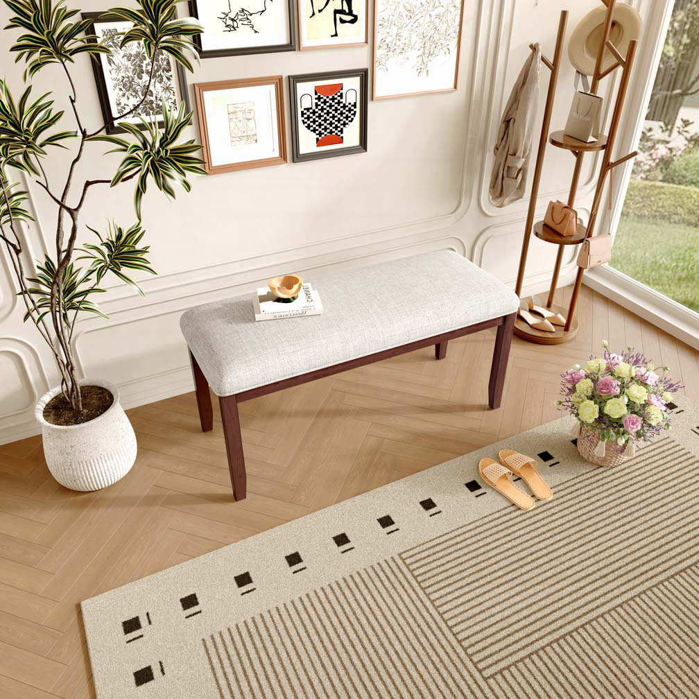 Lark Manor Upholstered Bench with Padded Seat and Solid Wood Leg ...
