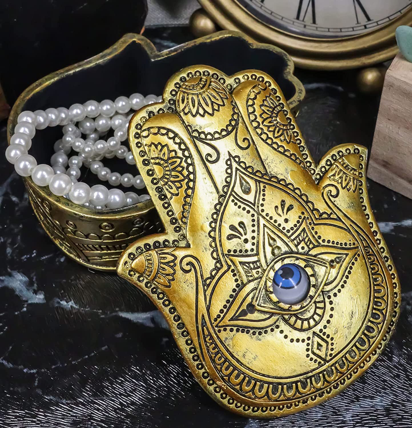 Bungalow Rose Auspicious Golden Hamsa Palm Hand of God Warding Off ...