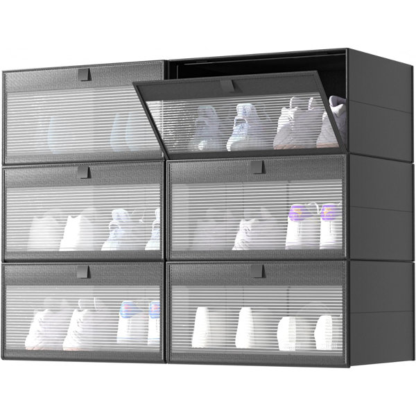 Rebrilliant 12 Pair Stackable Shoe Storage Box | Wayfair