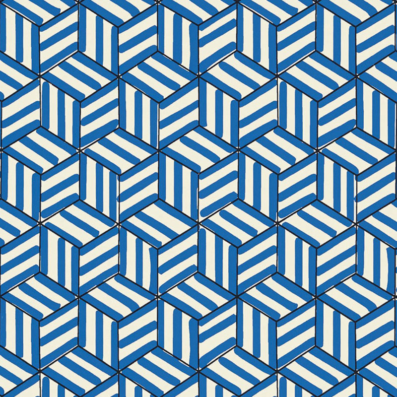 Schumacher x Miles Redd Tumbling Blocks Wallpaper | Perigold