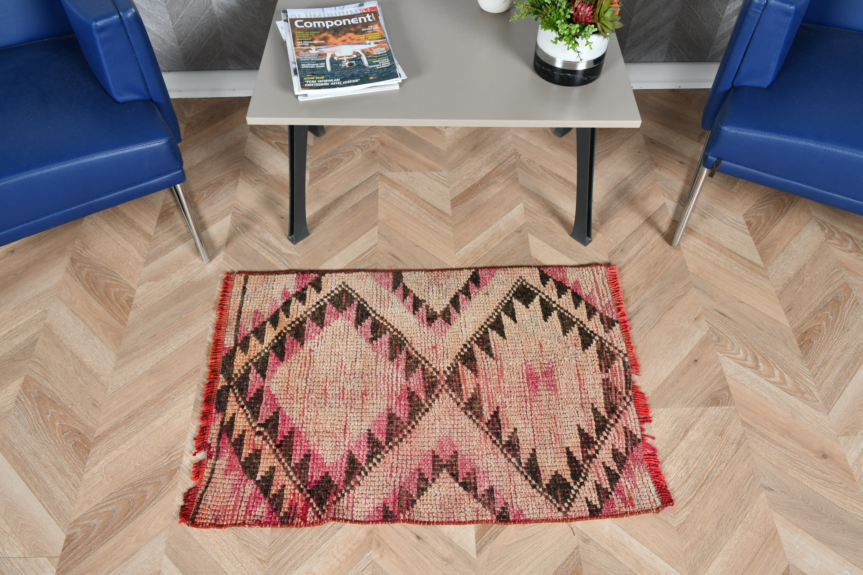 Winston Porter Handwoven Turkish Herki Rug in Vibrant Orange Featuring ...