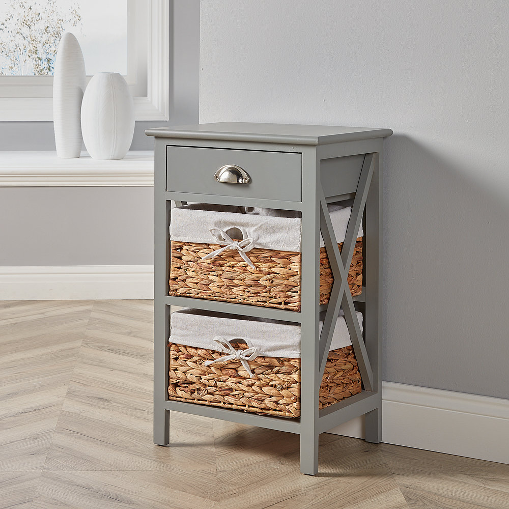 Haus am Meer Frahm Fully Assembled 3 Lined Woven Drawer Bedside Table ...