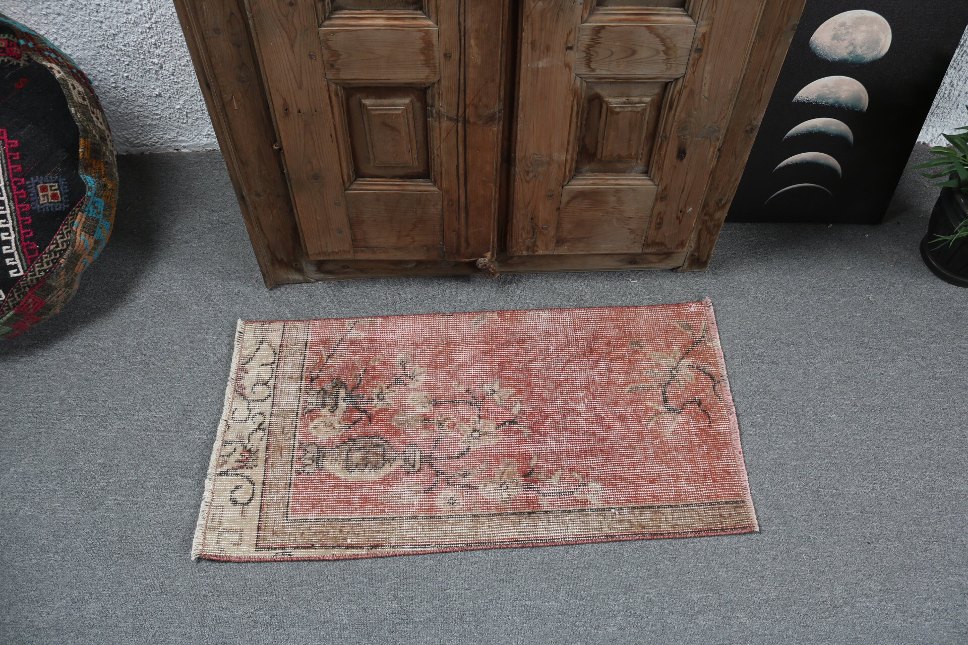 Astoria Grand Elegant Vintage Turkish Door Mat Featuring a Dazzling Red ...