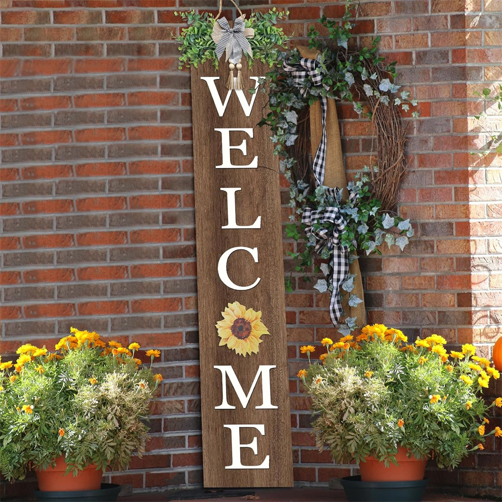 August Grove Interchangeable Outdoor Welcome Sign For Front Porch ...