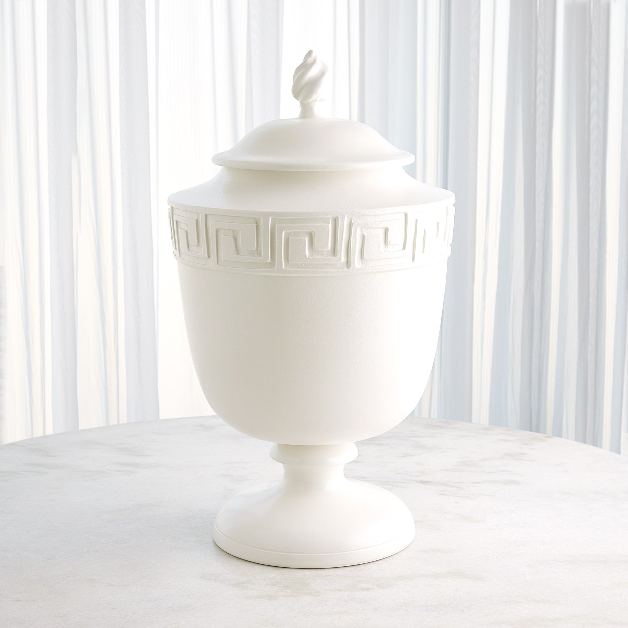 Global Views Villa Greek Key Urn-Matte White | Wayfair