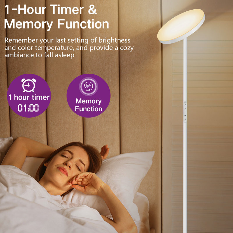 Ivy Bronx Jernell 71" LED Dimmable Torchiere & Reading Floor Lamp with ...