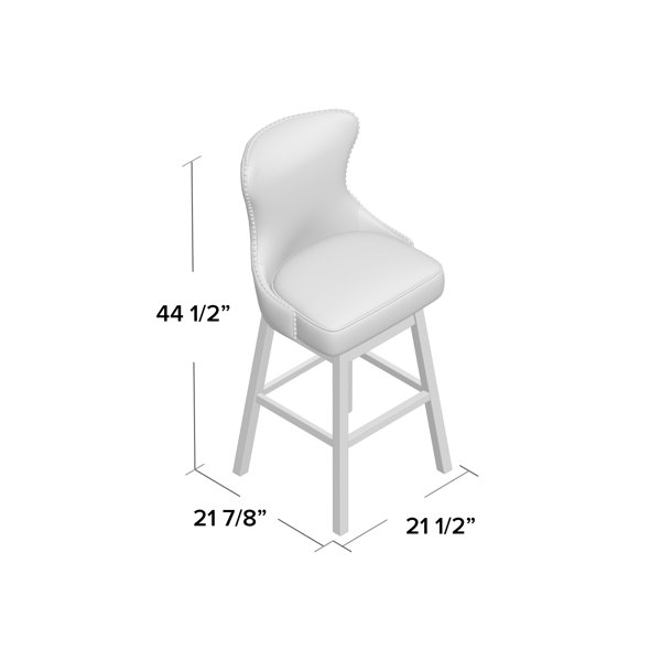 Three Posts™ Wadley Swivel Upholstered Counter Stool with Solid Wood ...
