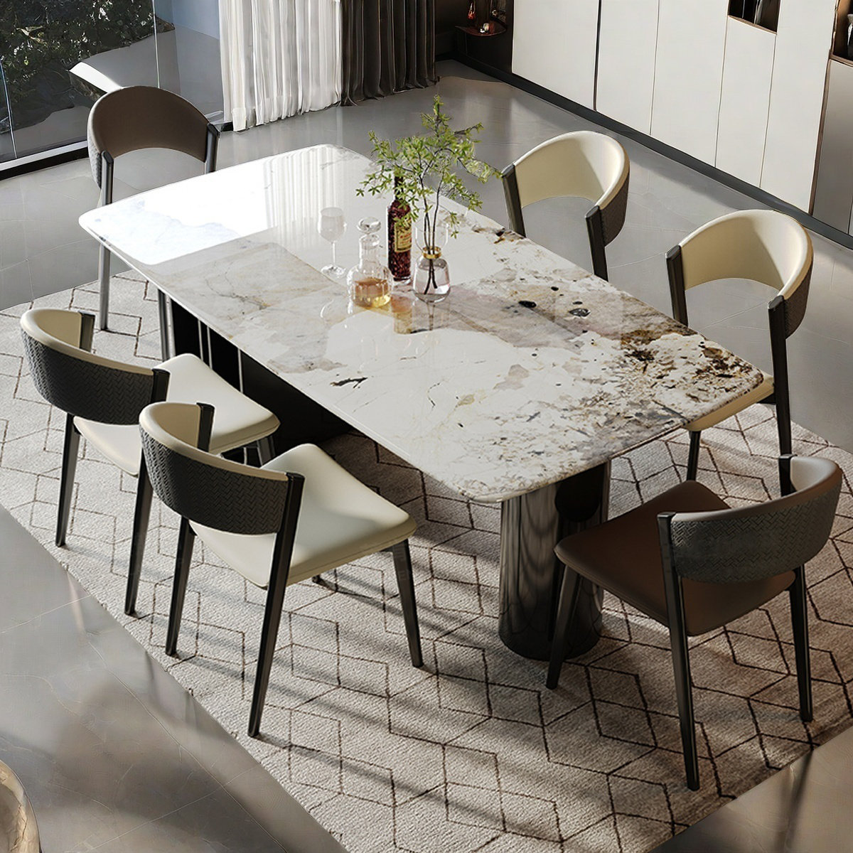 ALLNICEDT Luxury Ultra-Crystal Stone Dining Table Set | Wayfair