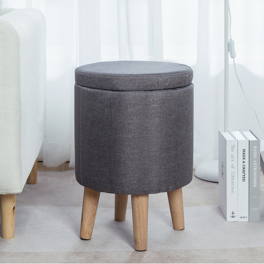 Corrigan Studio® Round Storage Ottoman, 13’’ Small Storage Ottoman With ...