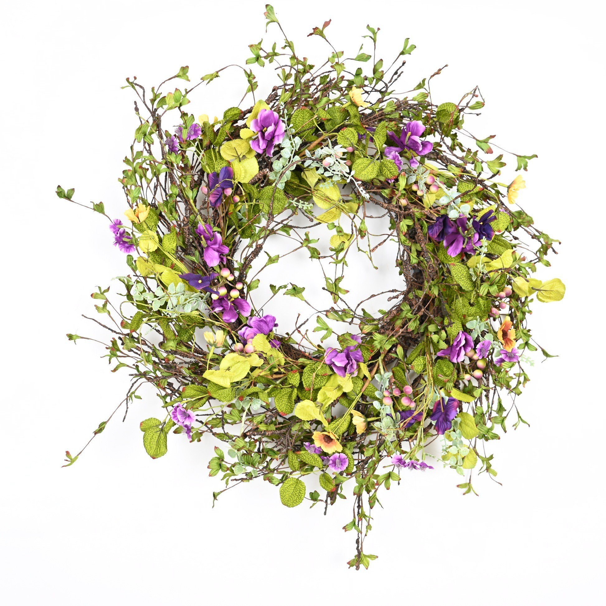 Primrue 26" Artificial Farmhouse Twig Blossoms Cluster Greenery Mini ...