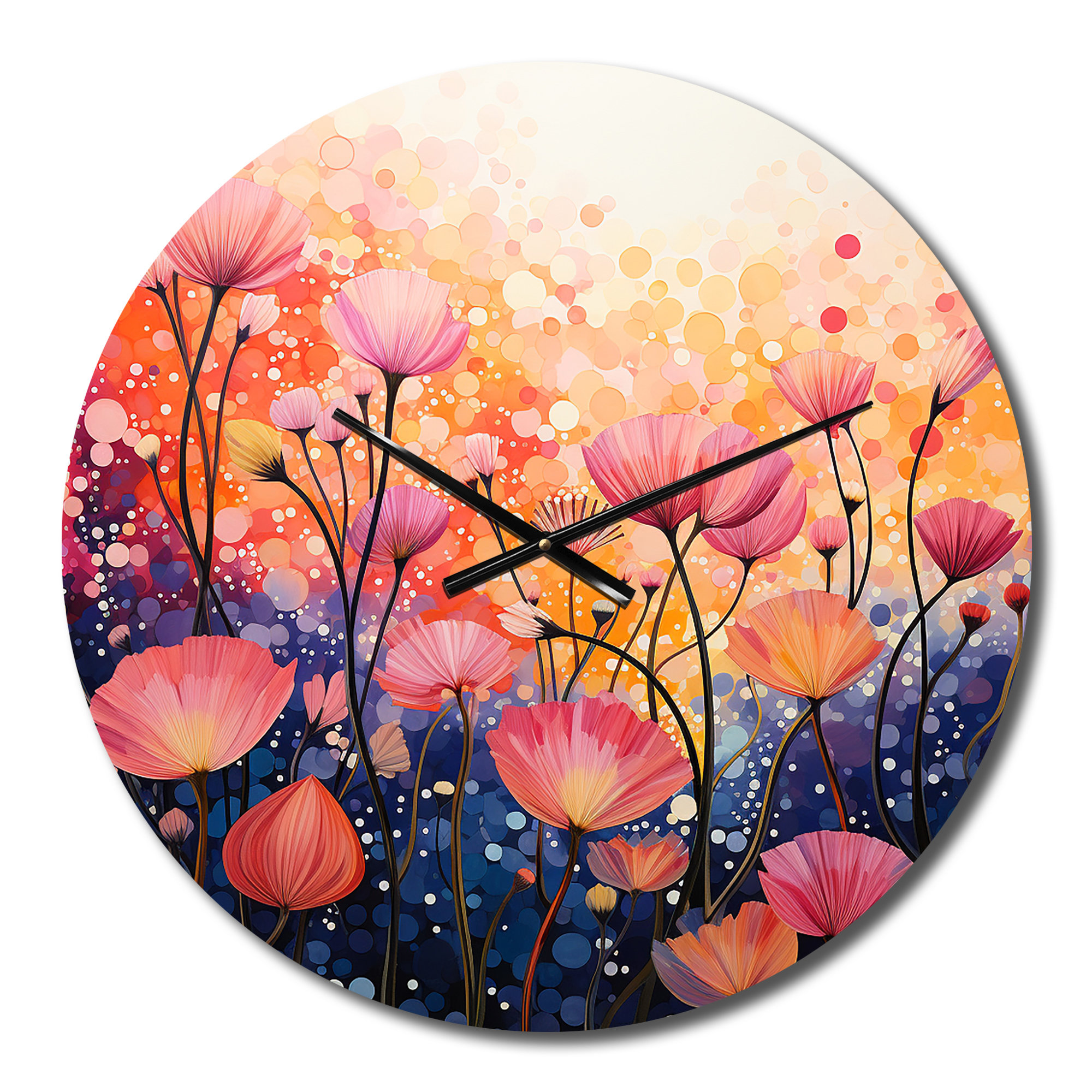 East Urban Home Coral Oasis III - Abstract Landscape Wall Clock | Wayfair