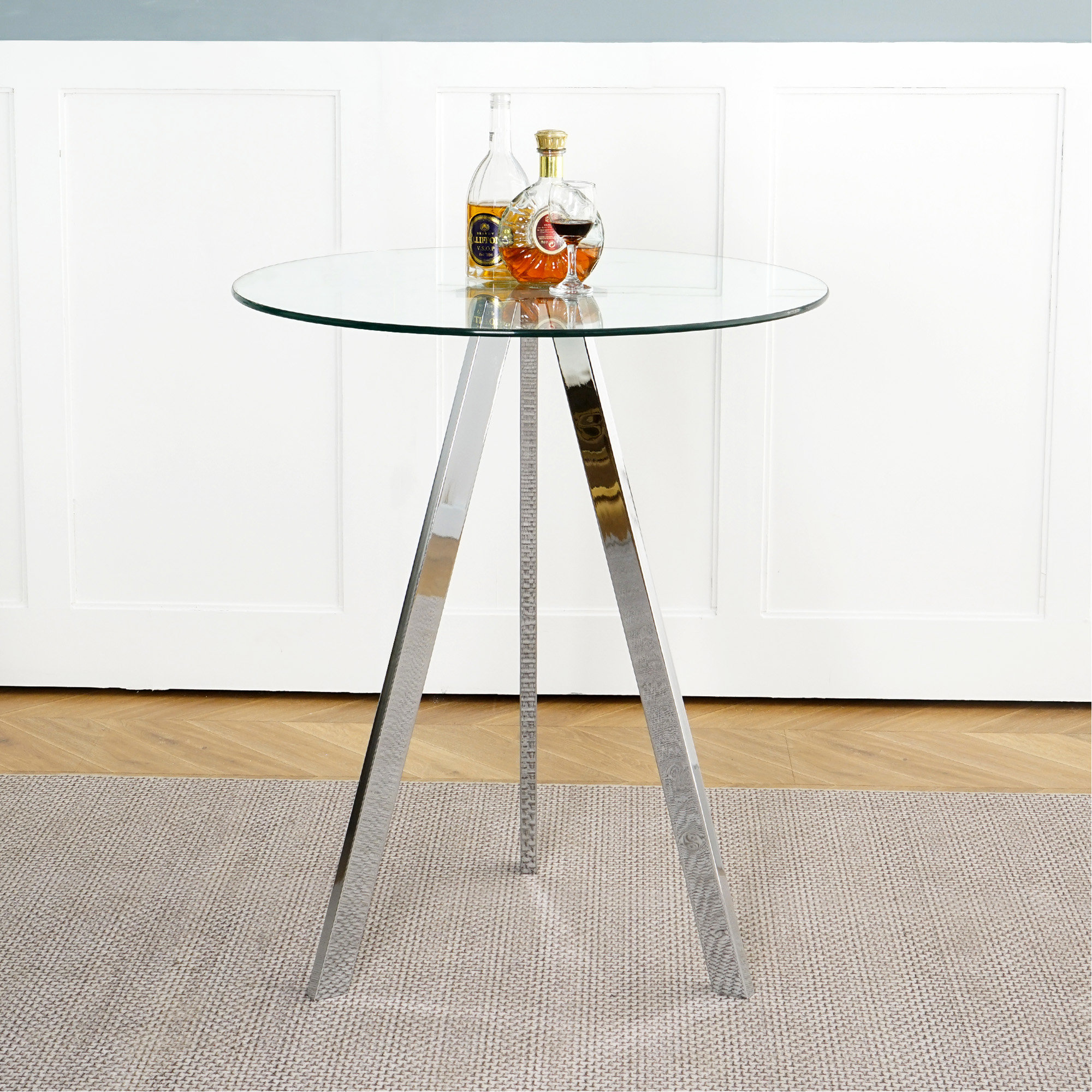 George Oliver Modern Kitchen Glass Dining Table ROUND Tempered Glass ...