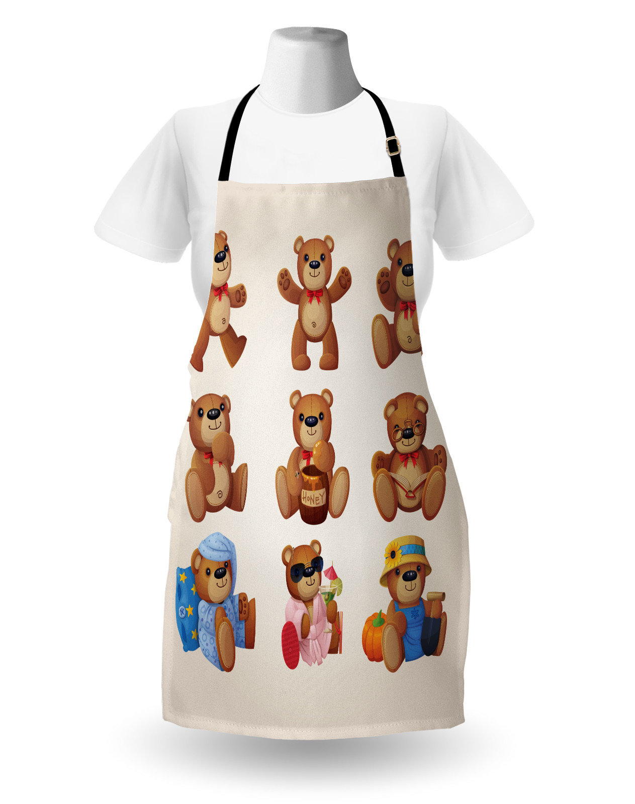 East Urban Home Cartoon Apron Unisex Teddy Bear Design Adult Size ...