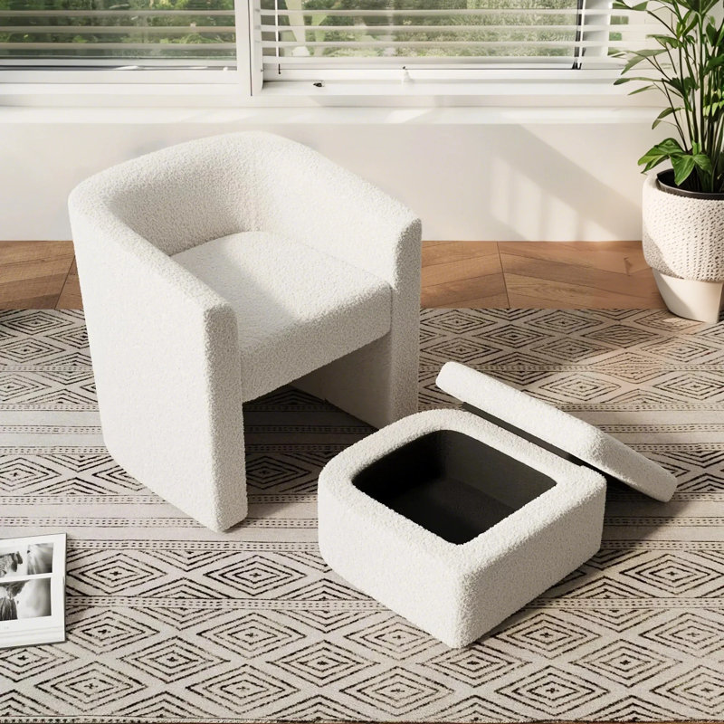 Latitude Run® Upholstered Accent Chair & Storable Ottoman | Wayfair