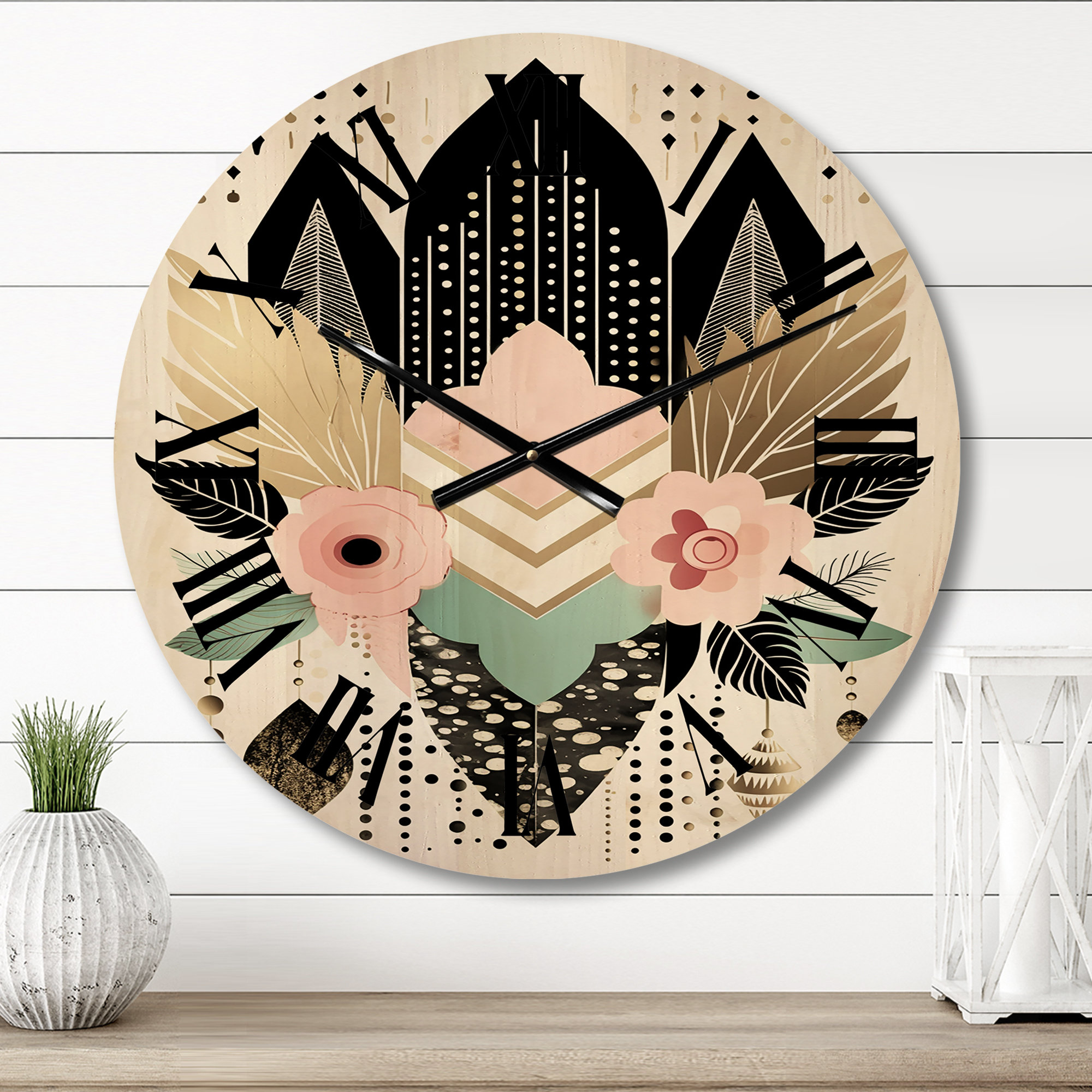 East Urban Home Boho Chic Floral Geometric Retro Illustration IV ...