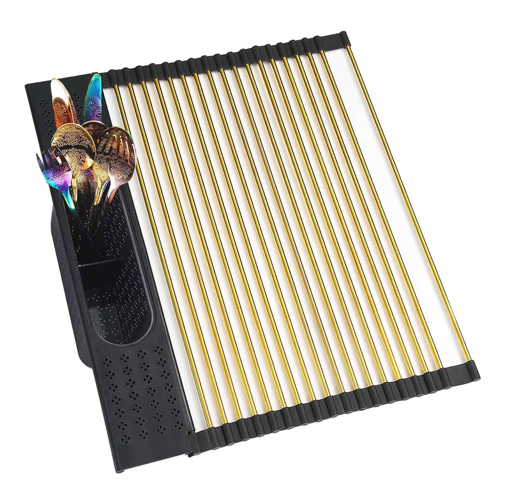 VEROSAL Rollable Titanium Golden Plating Stainless Steel Dish Drying ...