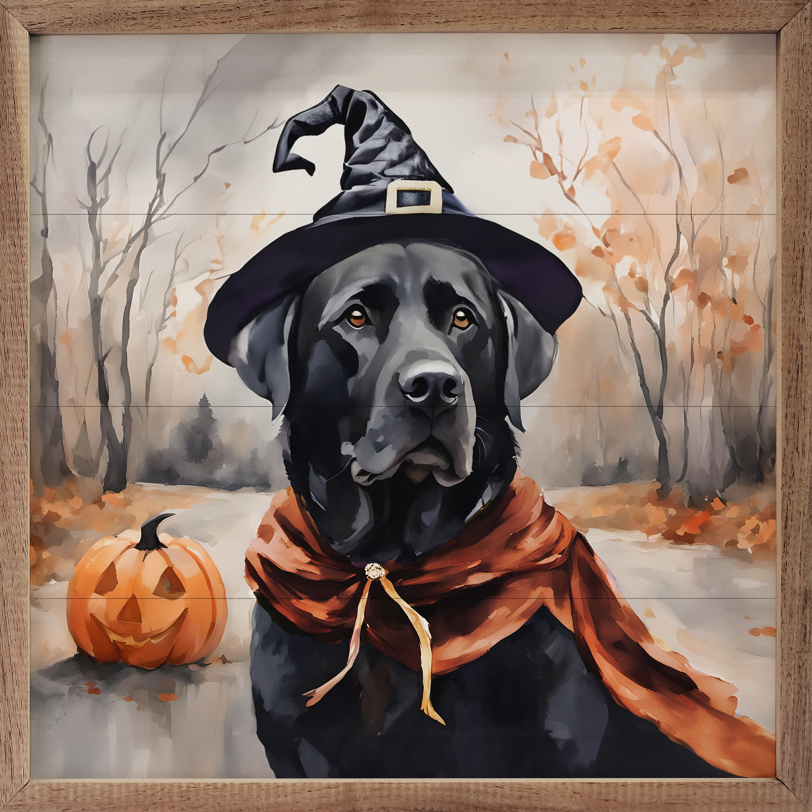 Winston Porter " Halloween Black Lab " on Wood | Wayfair