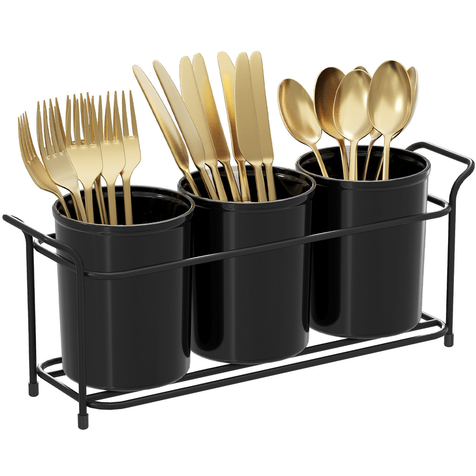 Latitude Run® Plastic Silverware Caddy With Metal Rack, Utensil Holder ...