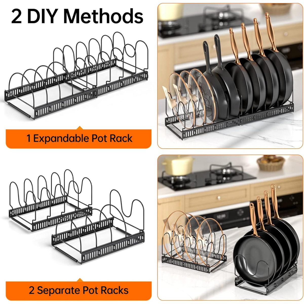 Rebrilliant Rack For Under Cabinet Expandable Pot Lid Kitchen Cabinet ...