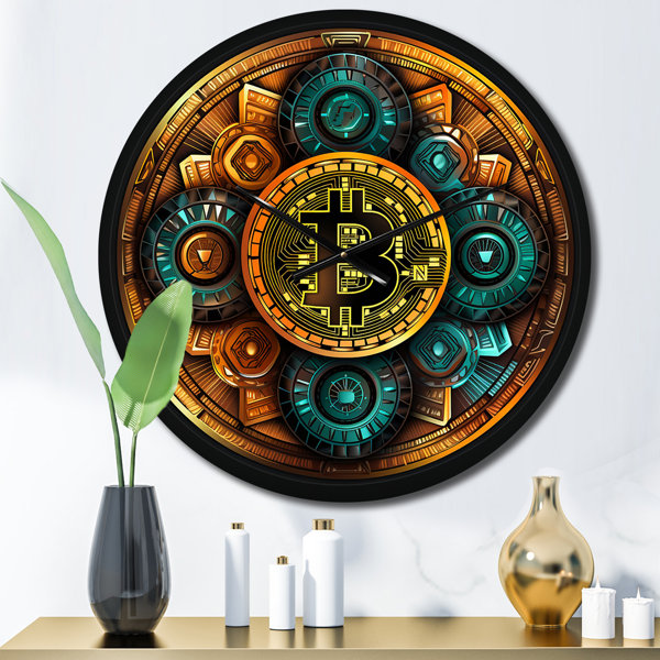 DesignArt Bitcoin Crypto Seal I Metal Wall Clock | Wayfair