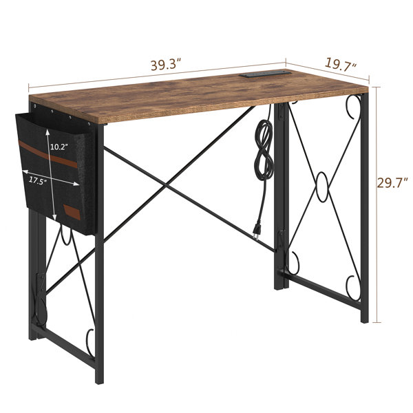 Inbox Zero Computer Desk Small Office Desk With Power Outlet Writing ...