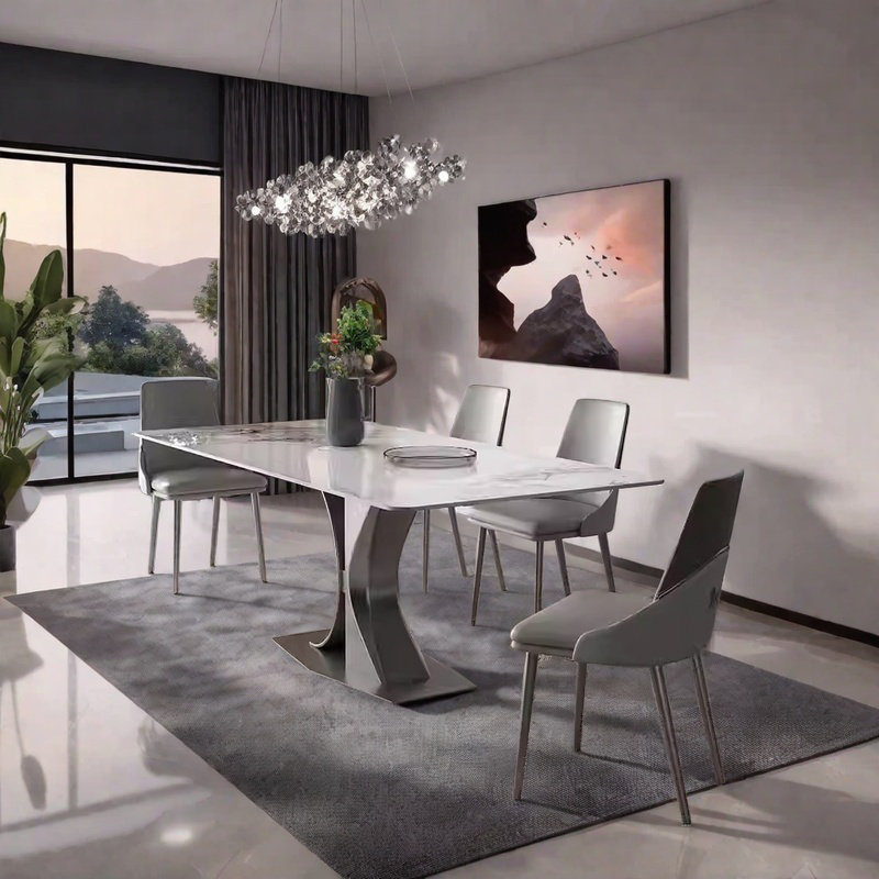 A Zoetic Home Light luxury modern simple dining table and chair ...