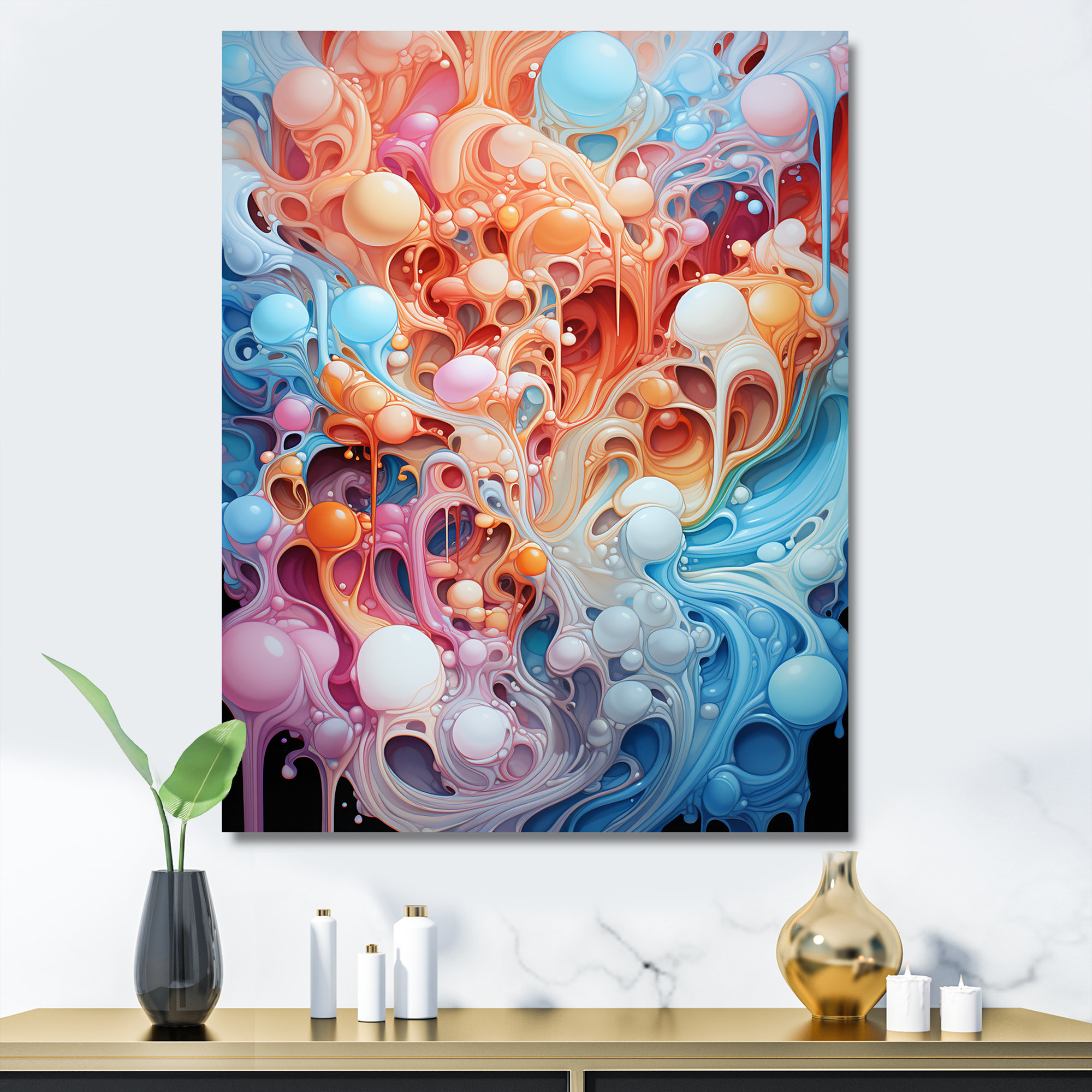 Winston Porter Intricate Multicolor Drip Paint I - Abstract Collages ...