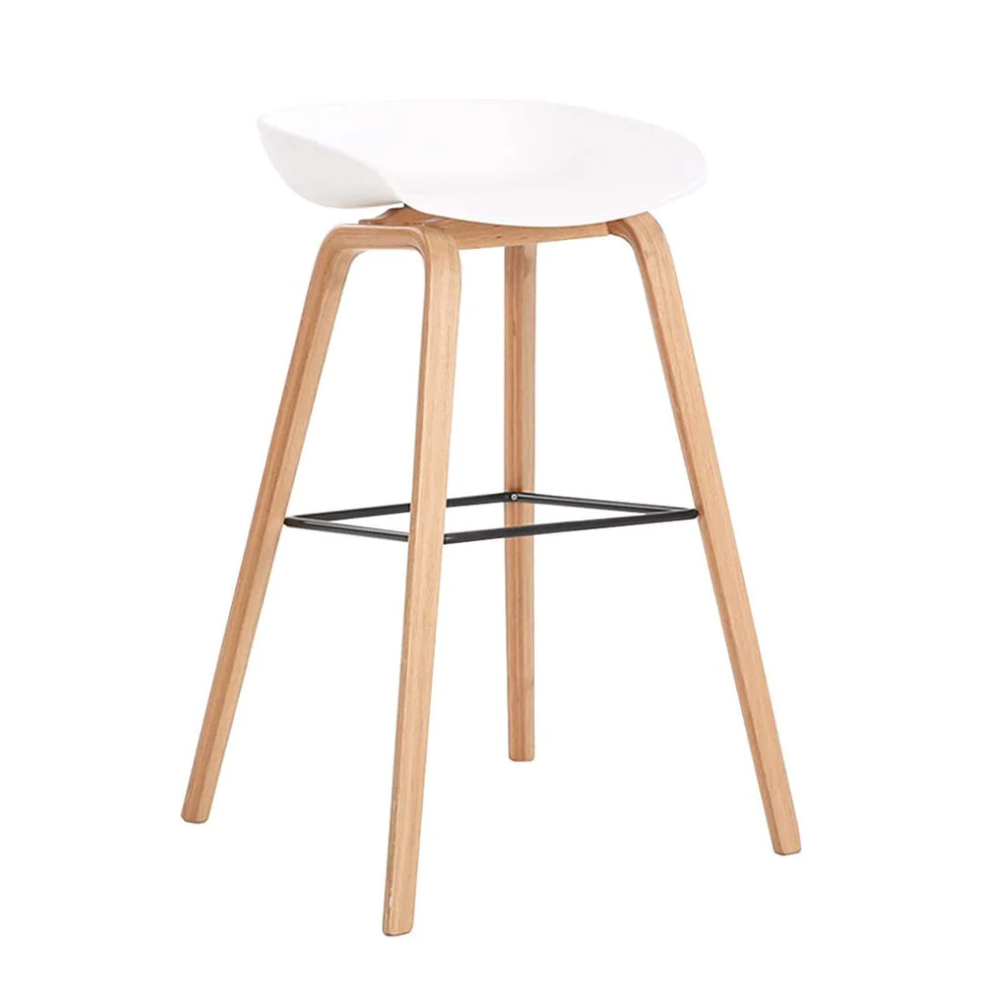 Corrigan Studio Armandas L-Shaped Plastic Bar Stool w/Veneer Metal Legs ...
