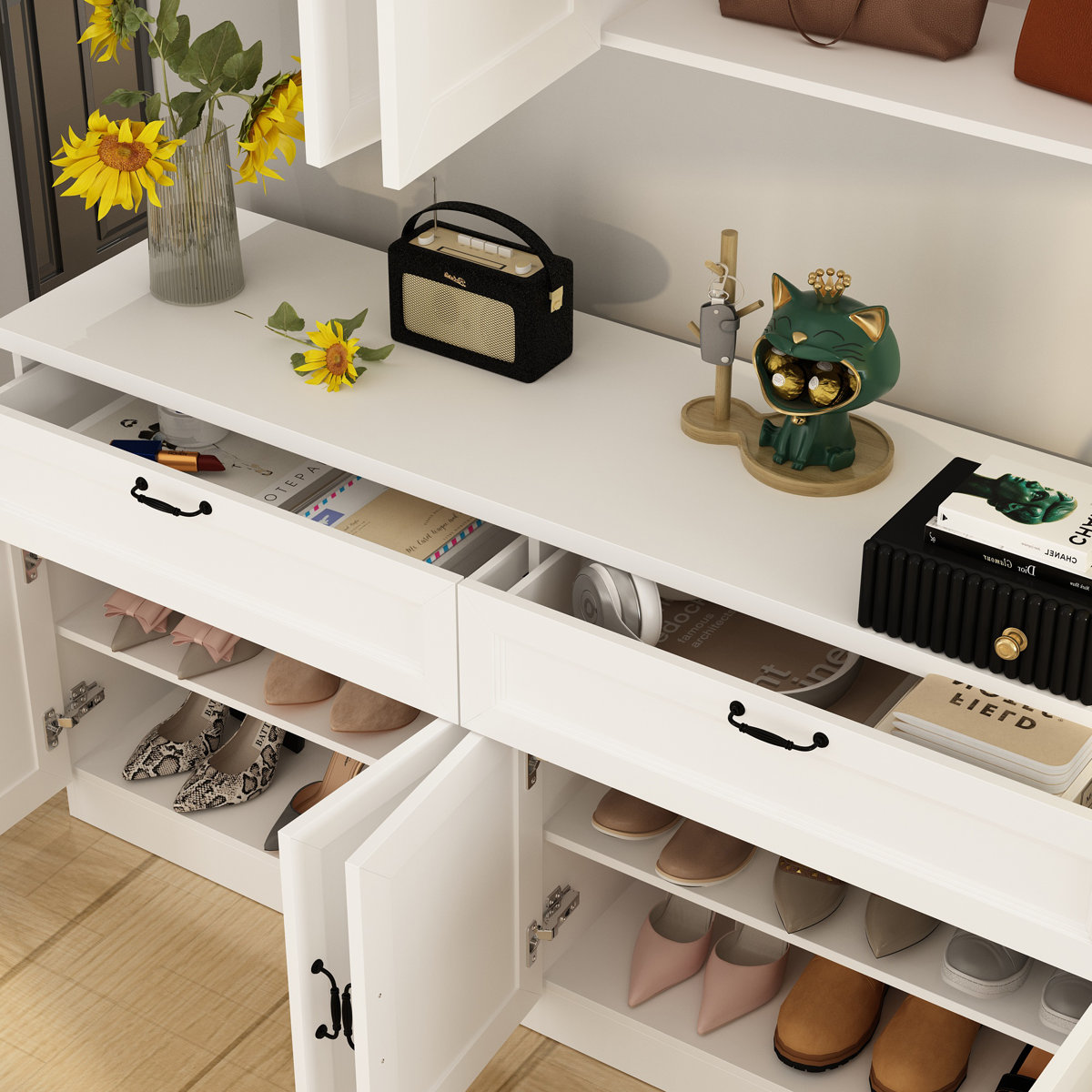 Lark Manor™ Split Shoe Cabinet With 2 Drawers & Spacious Countertop ...