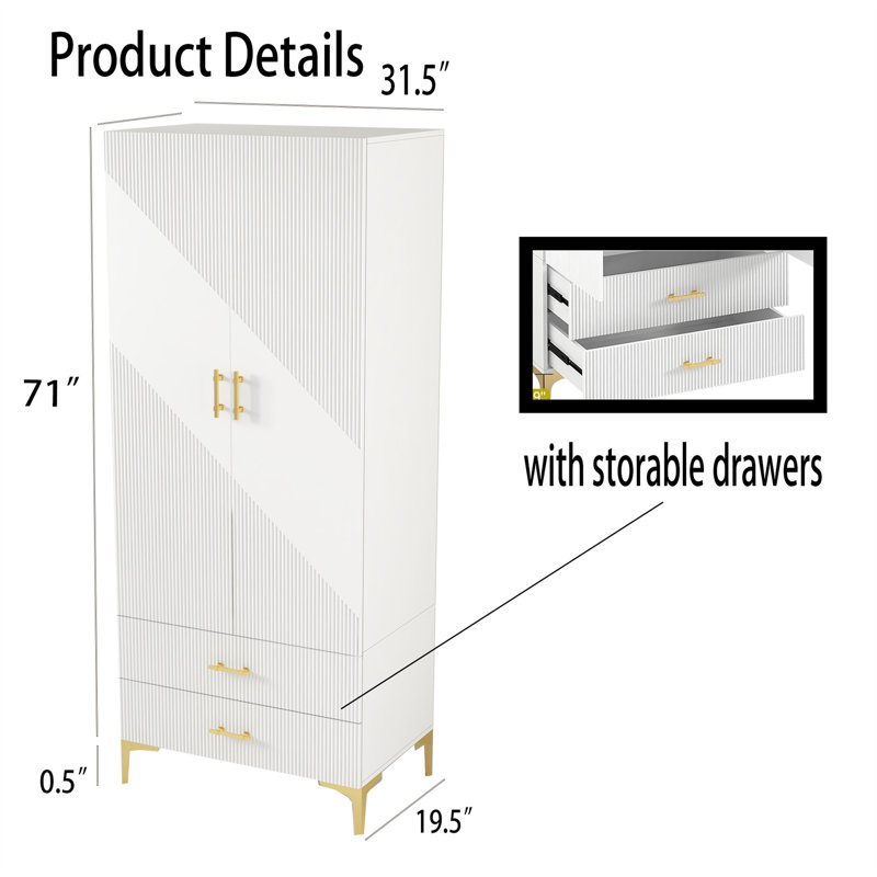 House of Hampton® Jisel Manufactured Wood Armoire | Wayfair