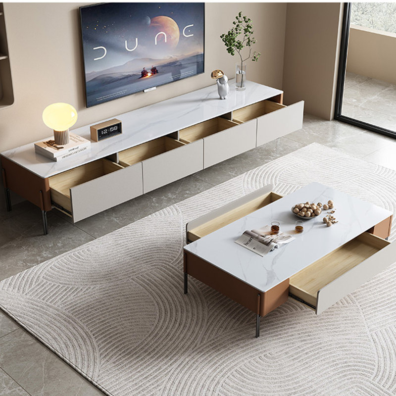 Finaewg Cream style TV stand paired with coffee table | Wayfair