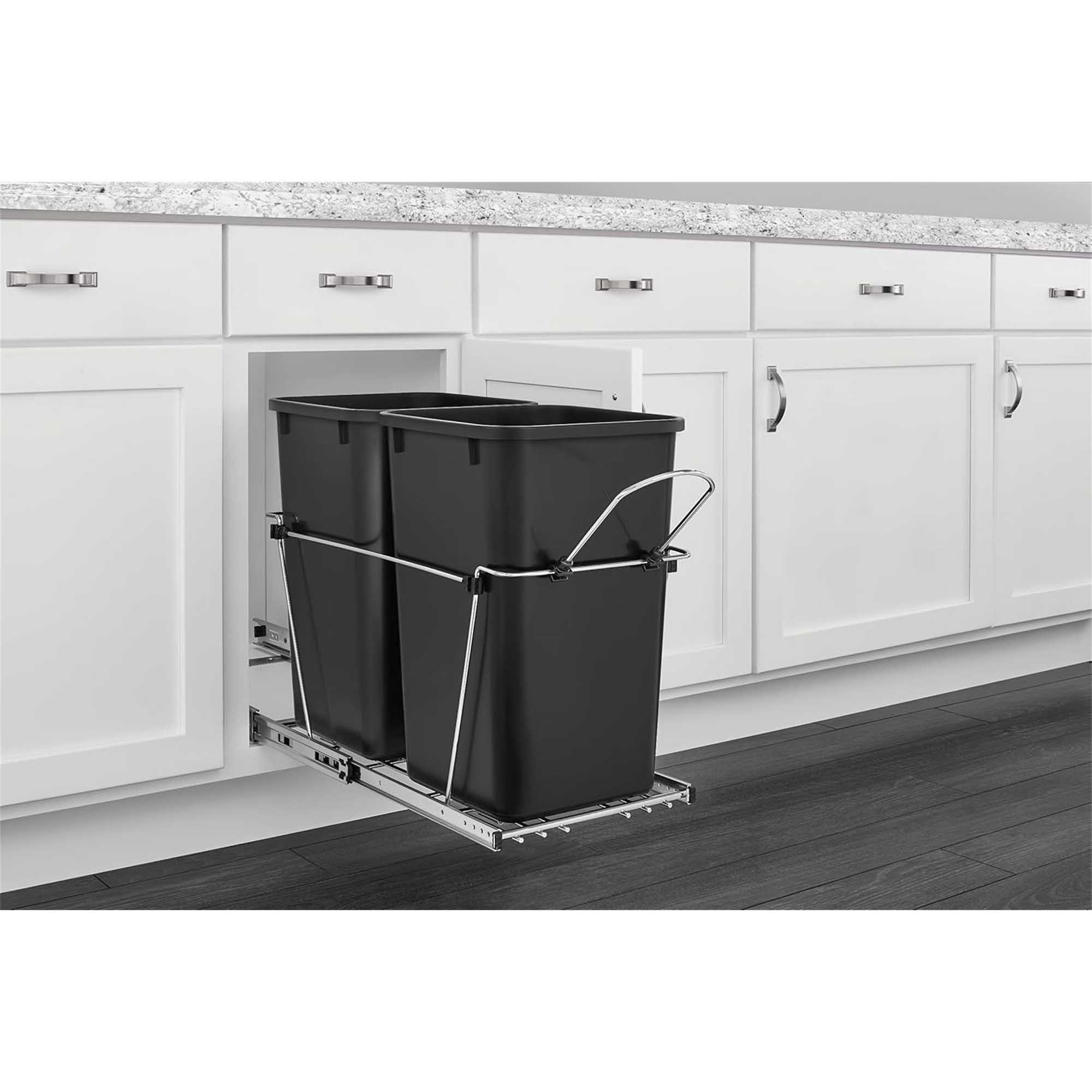 Cubiker 27 Quart Pullout Kitchen Trash Can, Black Sliding Garbage Can ...