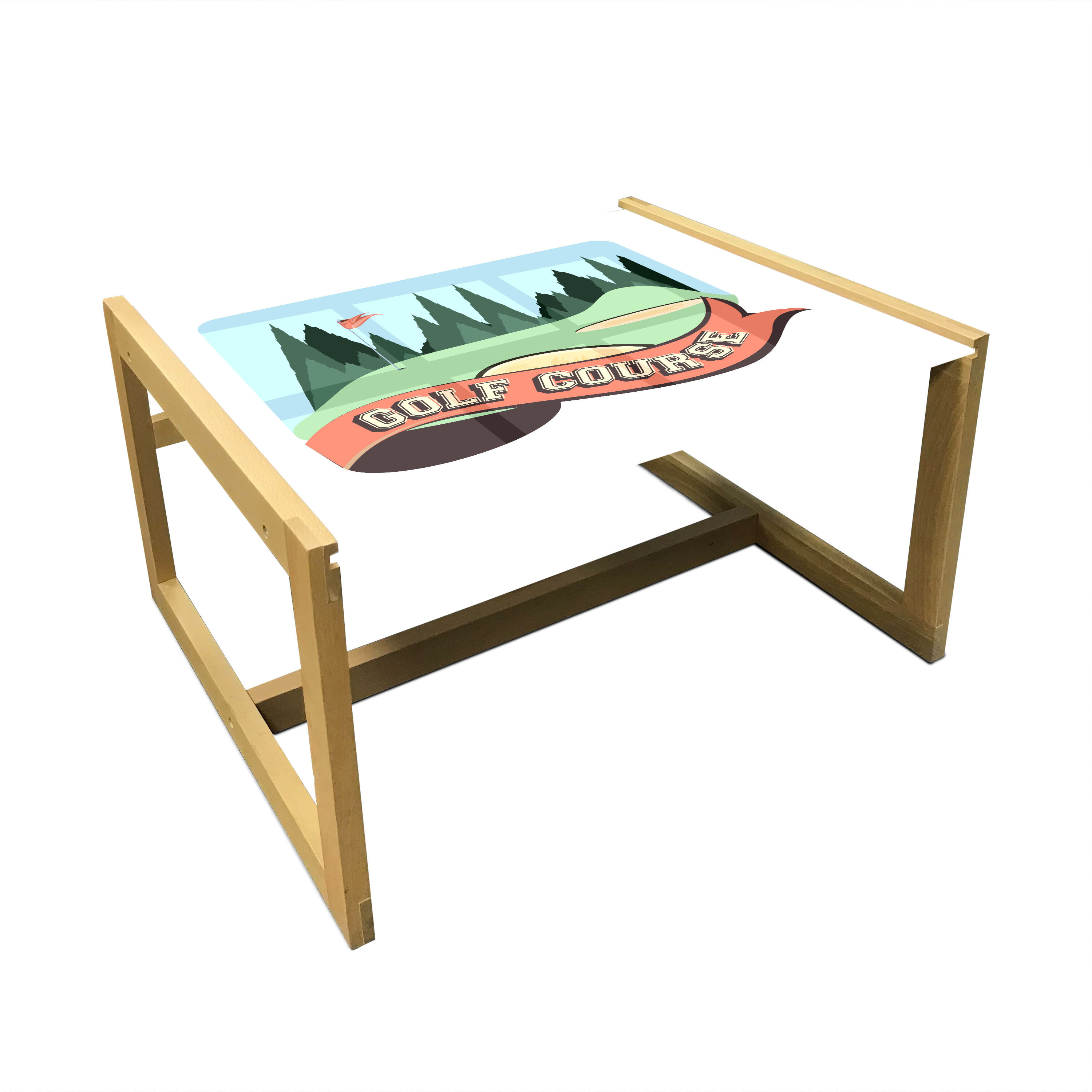 East Urban Home Golf Course Scene Coffee Table, Cartoonish Graphic Of ...