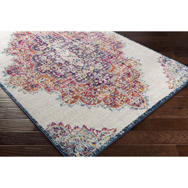 Langley Street Fleeman Performance Navy/Pink Rug & Reviews | Wayfair
