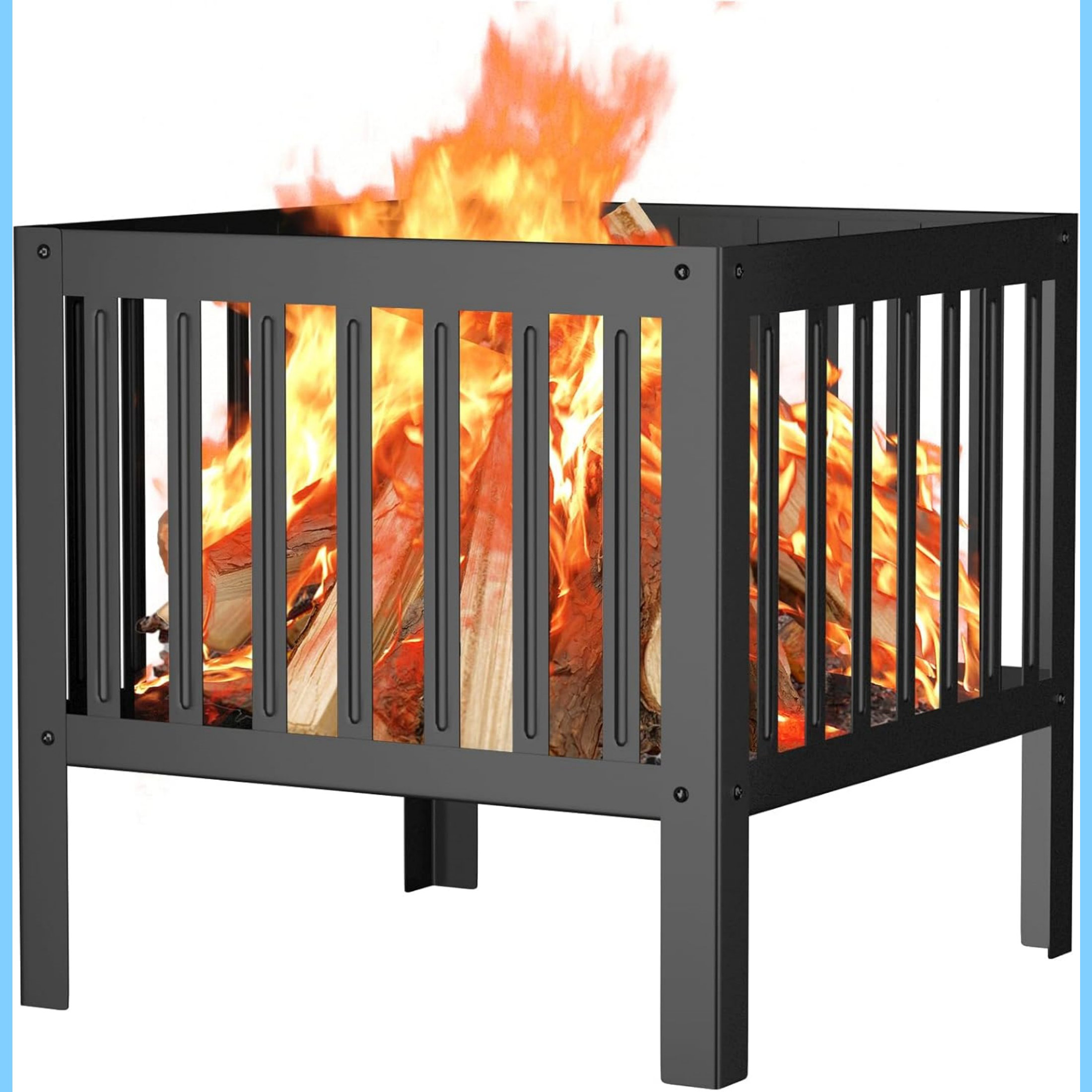 ASPIRING 16" Black Square Steel Fire Pit – Portable Grating Design For ...