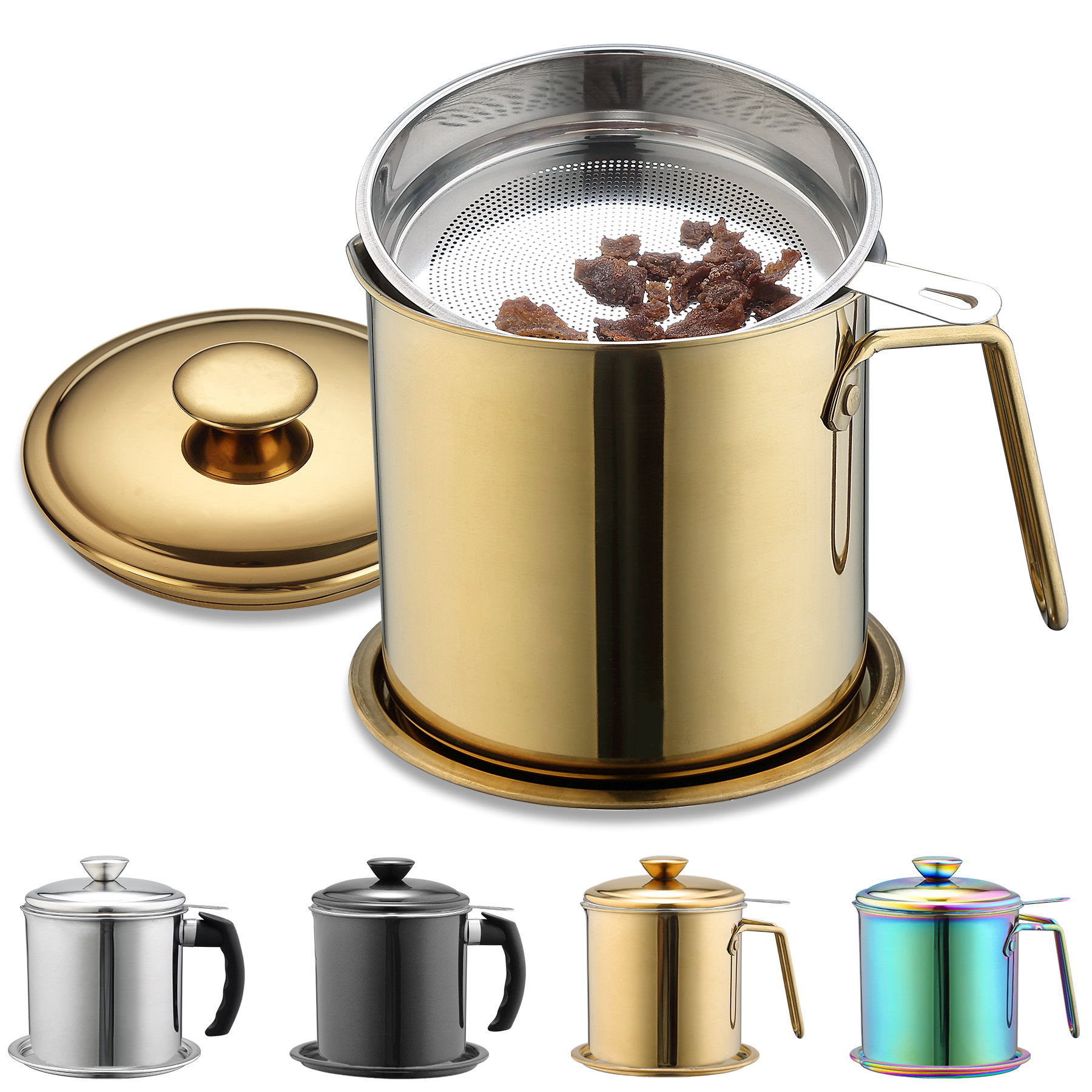 ASA Oil Strainer Pot Grease Can 2l / 67.6 Fl Oz Food Strainer Stainless ...