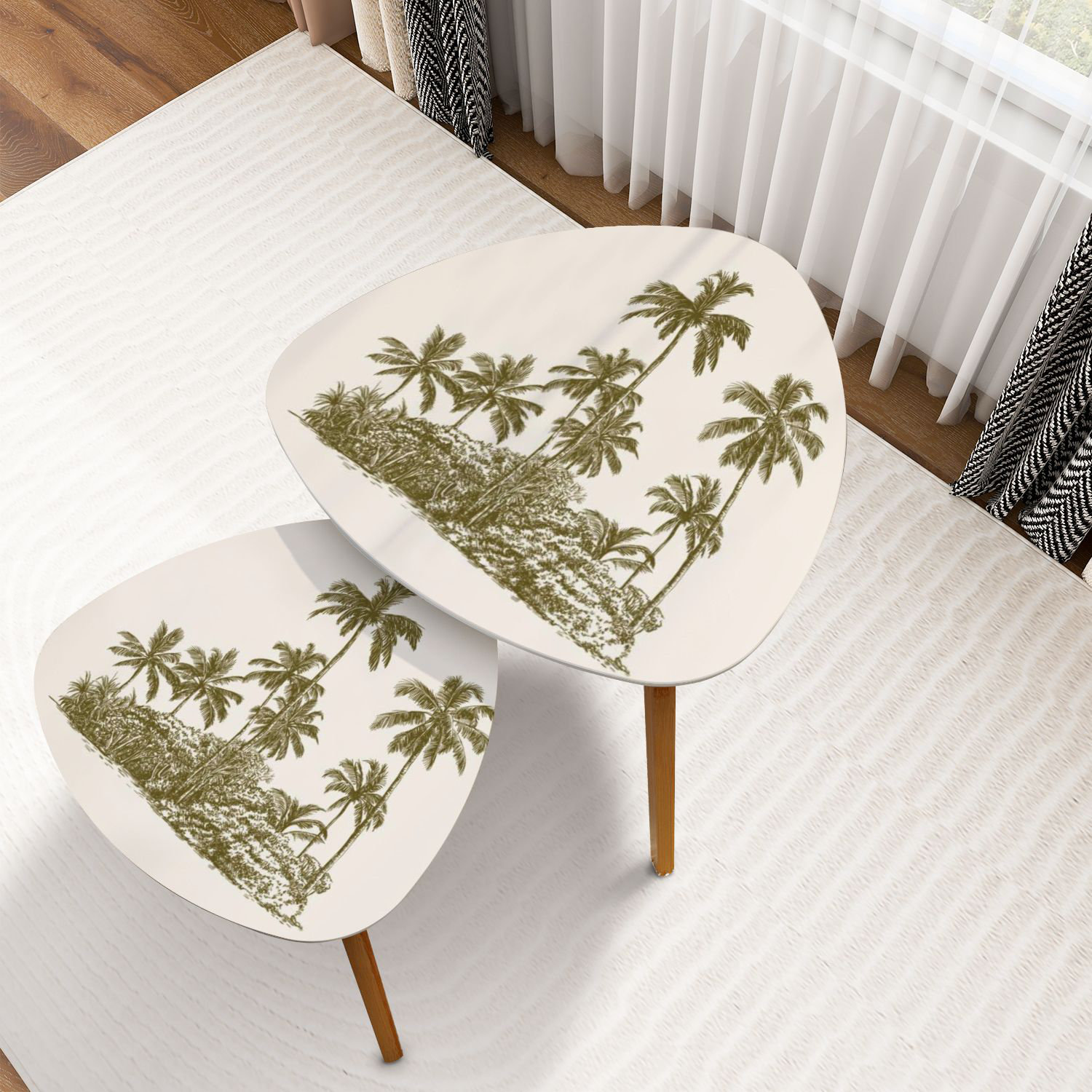 George Oliver Triangle Nesting Coffee Table Set of 2 Palm trees ...